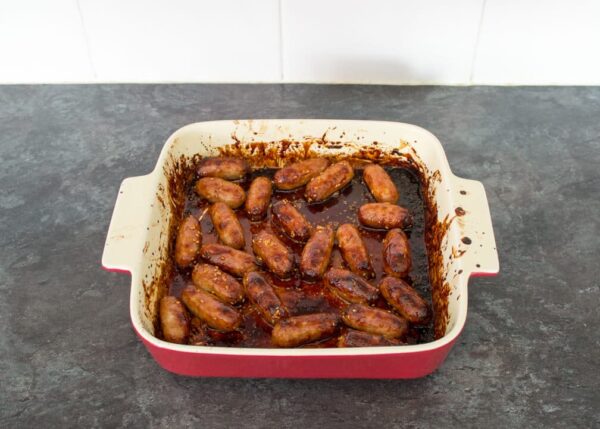 Sticky Teriyaki Chipolata Bites | Kitchen Mason