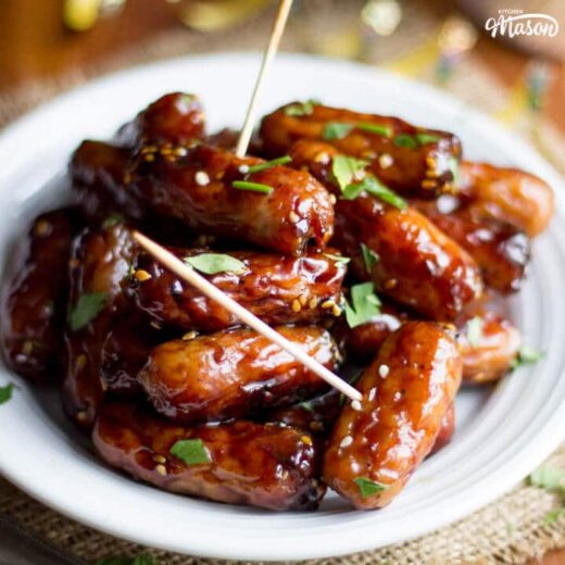 Sticky Teriyaki Chipolata Bites | Kitchen Mason
