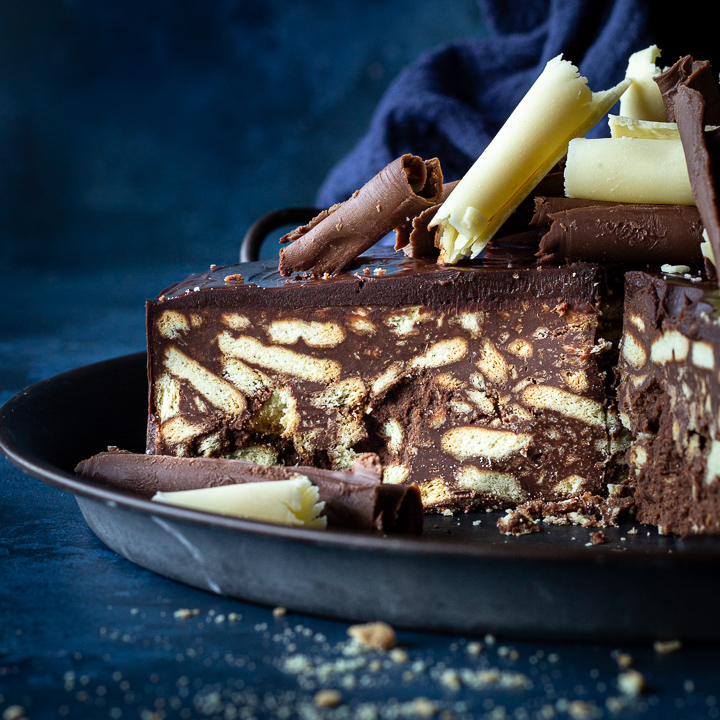 Easy Chocolate Biscuit Cake - Printable Recipe - Kitchen Mason